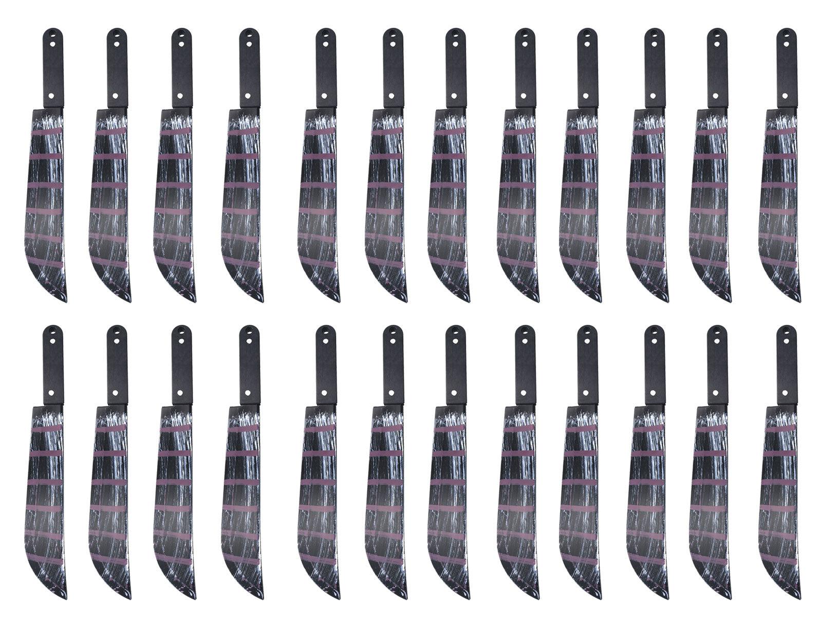 24x Realistic Bloodied Machete Weapon Black Plastic - 50 cm Halloween ...