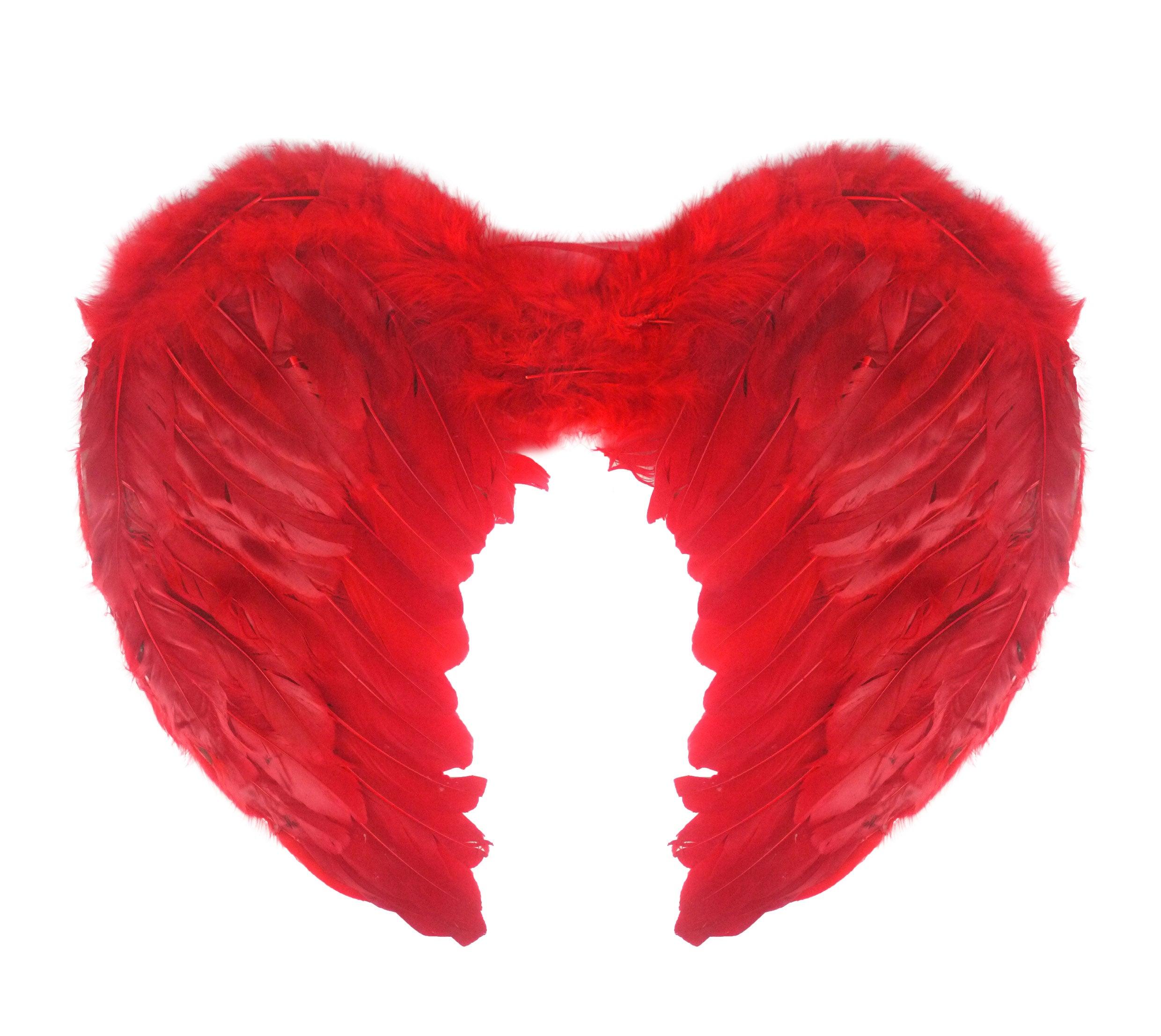 Adult Red Angel Feather Wings 44cm x 34cm Red Devil Halloween Fancy Dr ...