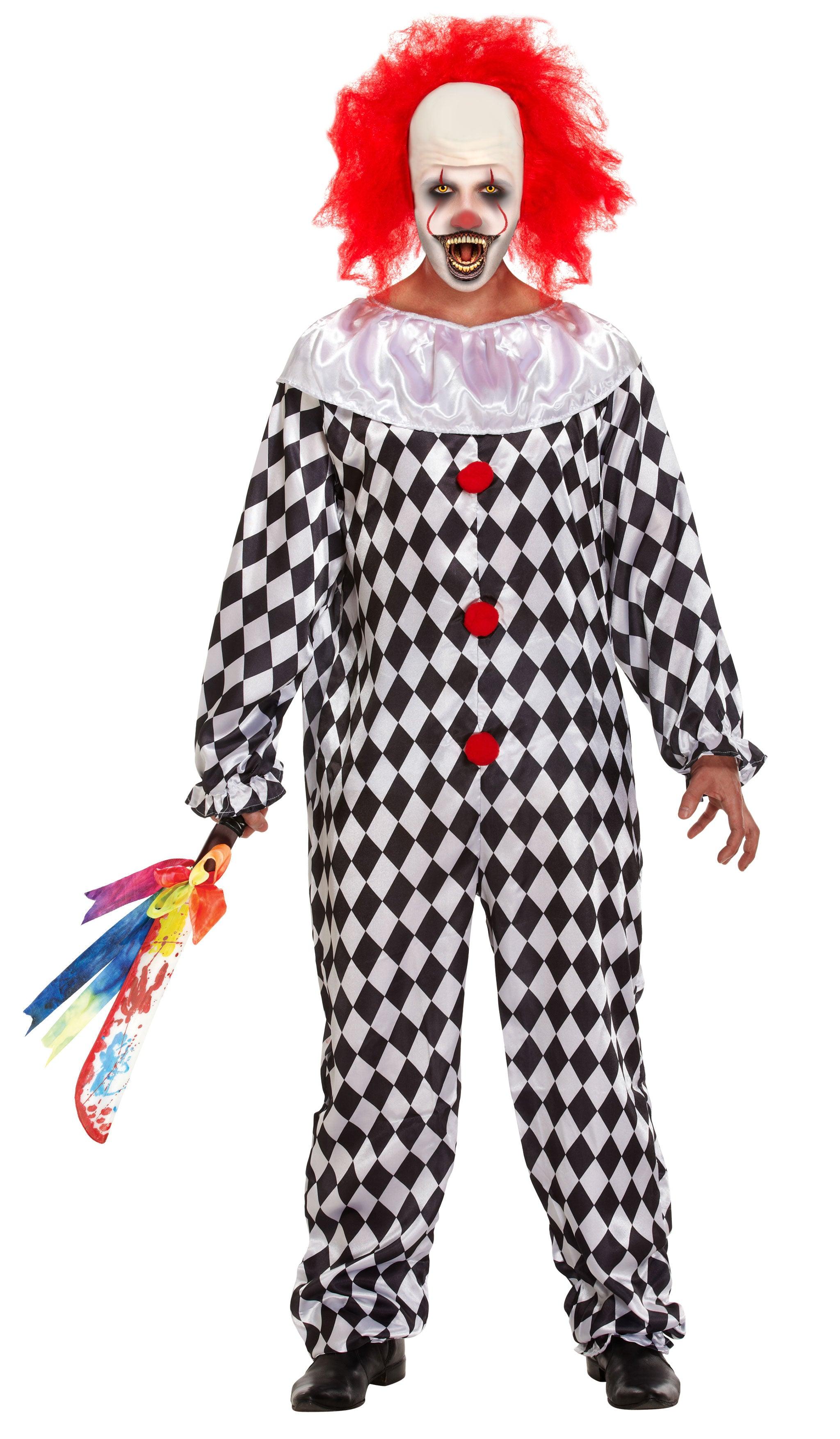 Evil Scary Clown Costume - Halloween Horror Circus Clown Costume with ...