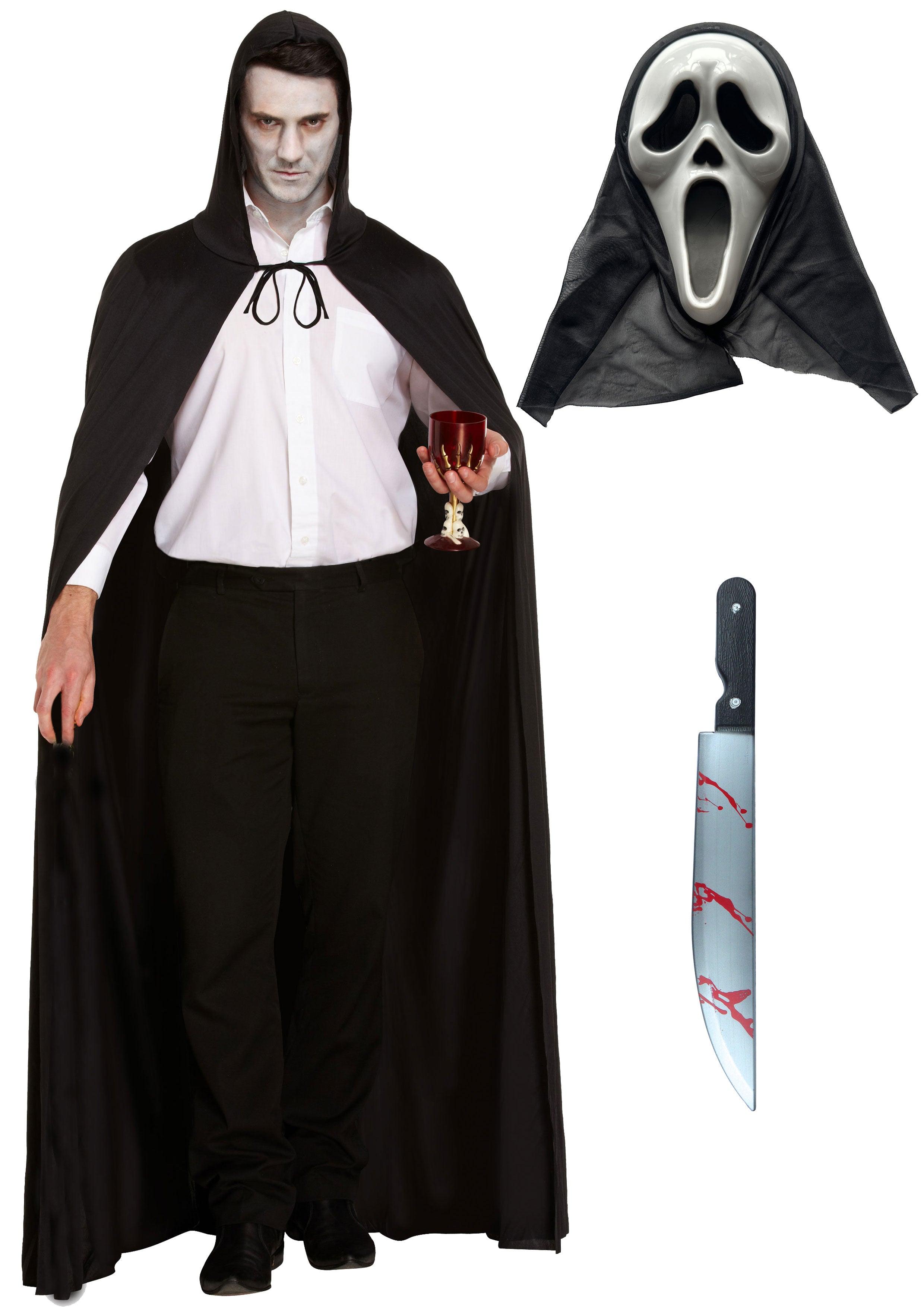 Nightmare Unleashed: Long Black Cape, Scream Ghost Killer Mask, and 50 ...