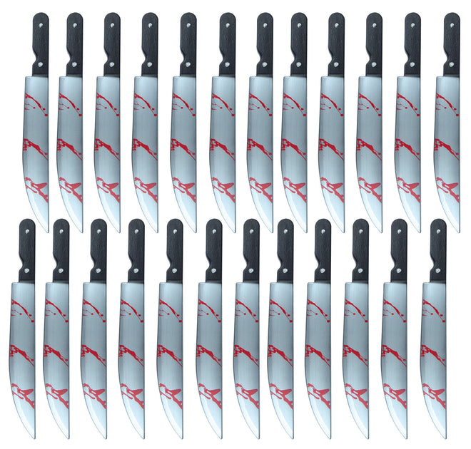 Pack of 24 Fake Blooded Long Kitchen Knife Plastic Props - 50 cm ...