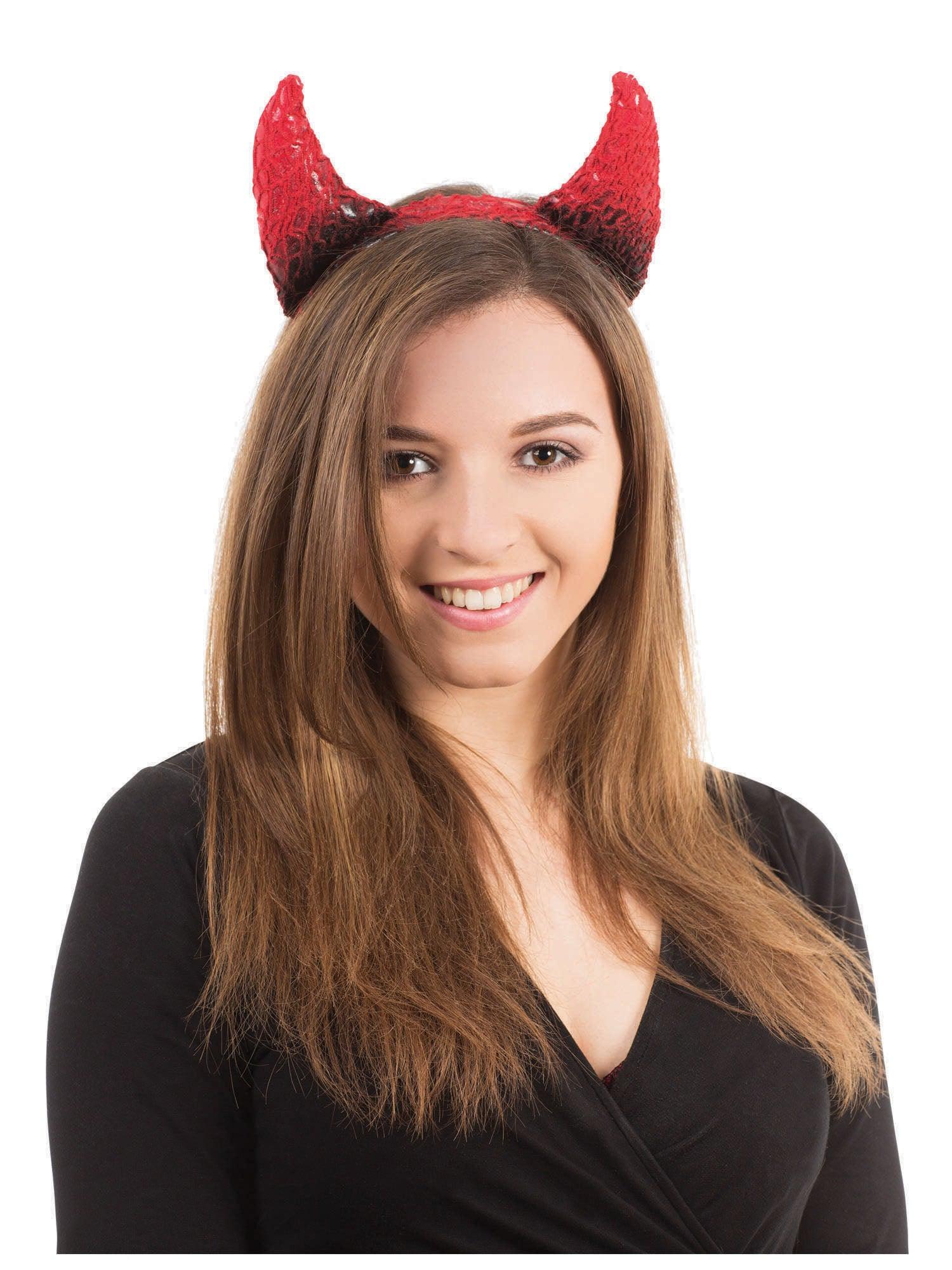 Sinister Elegance: Red and Black Devil Horns on Headband – Ladies and ...