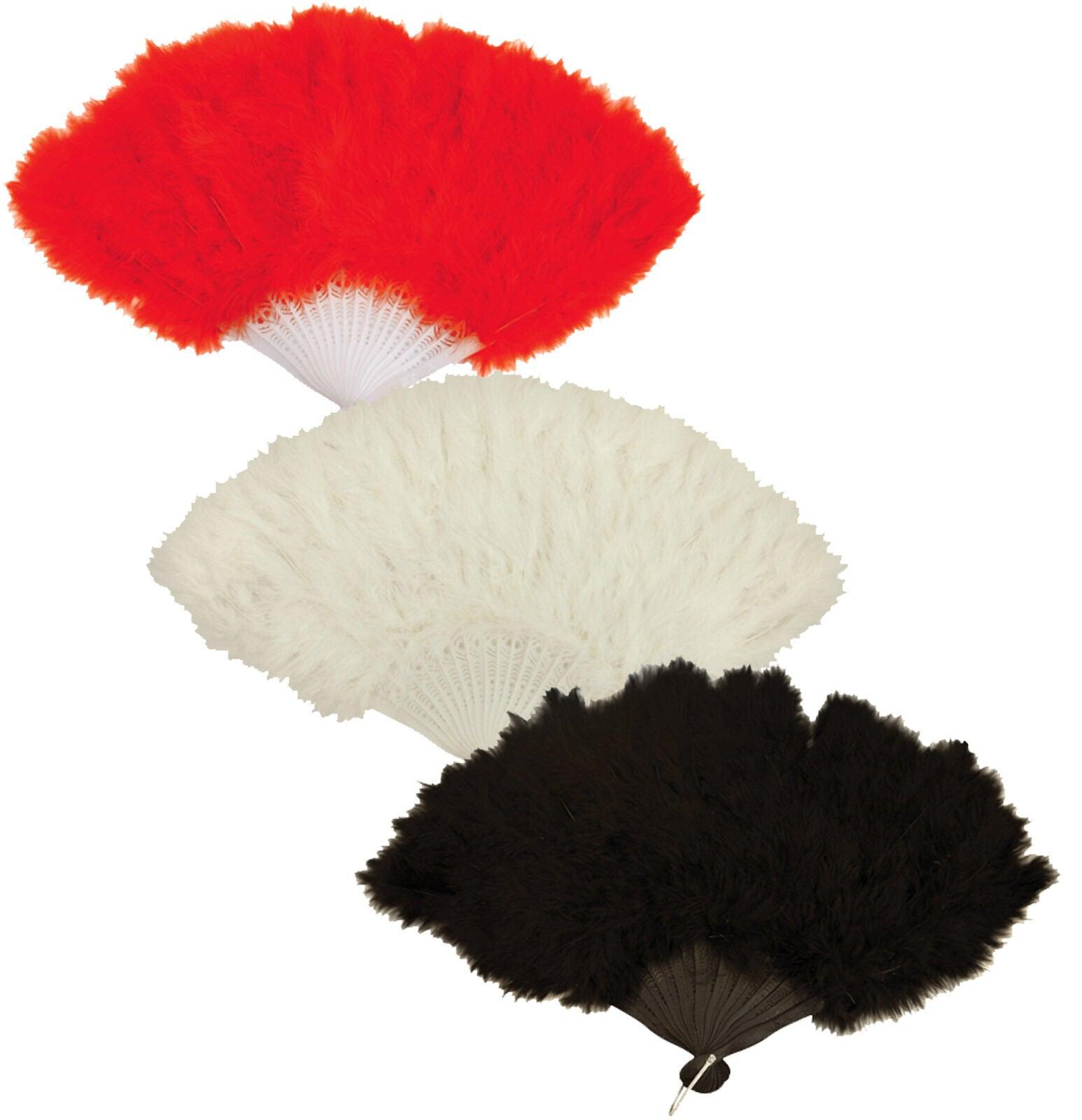Feather Hand Fan Black Red & White Burlesque Hen Night Accessory ...