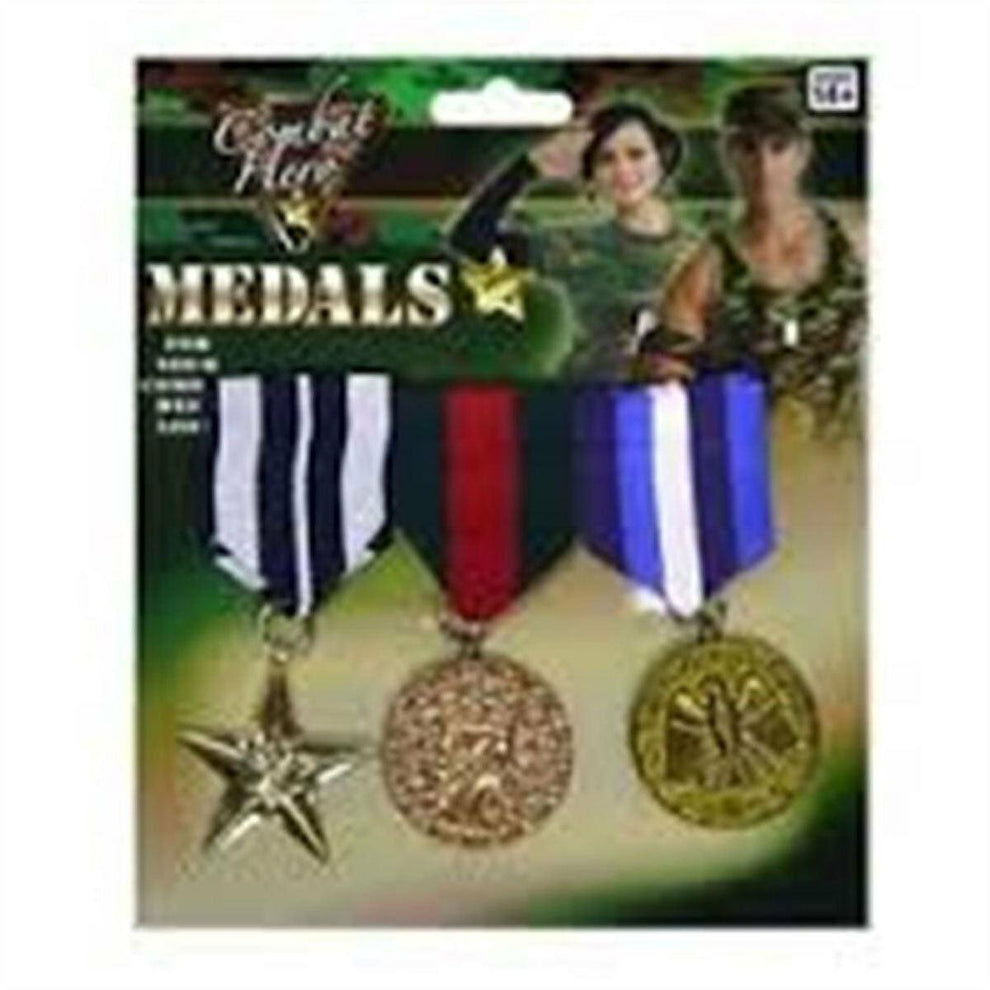 Military Medals Piece Plastic Medal Replica Toy Pack of 3 Fancy Dress ...